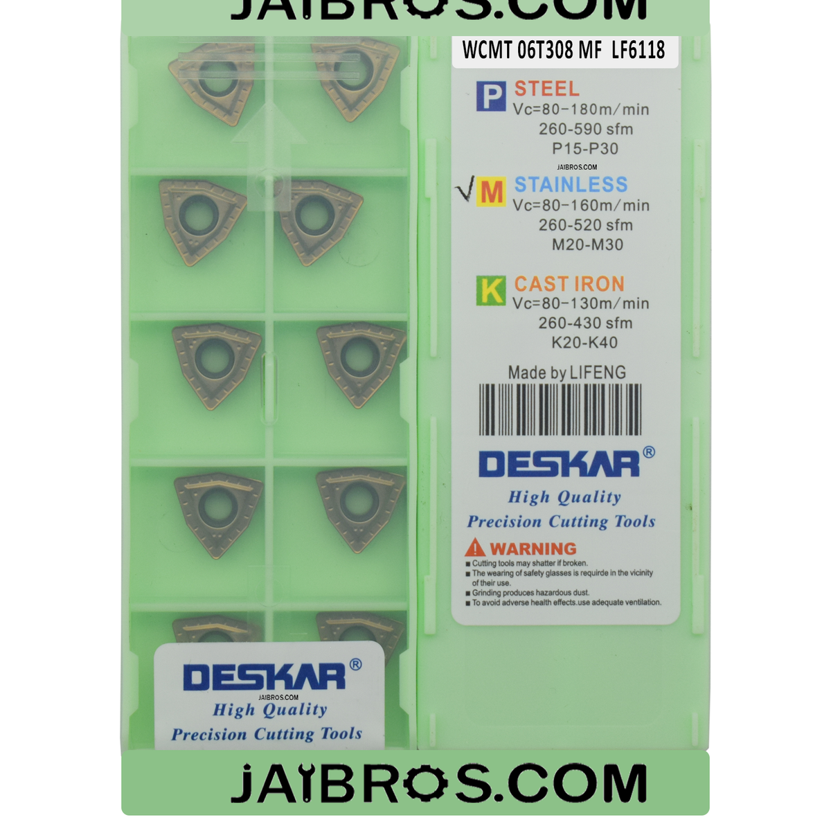 WCMT06T308 MF LF6118 Deskar – Pack of 10 Inserts – Jaibros