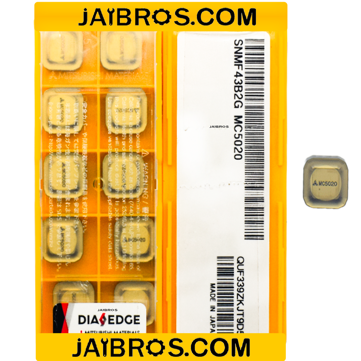 Mitsubishi SNMF43B2G MC5020 Carbide Insert – Pack of 10 – Jaibros