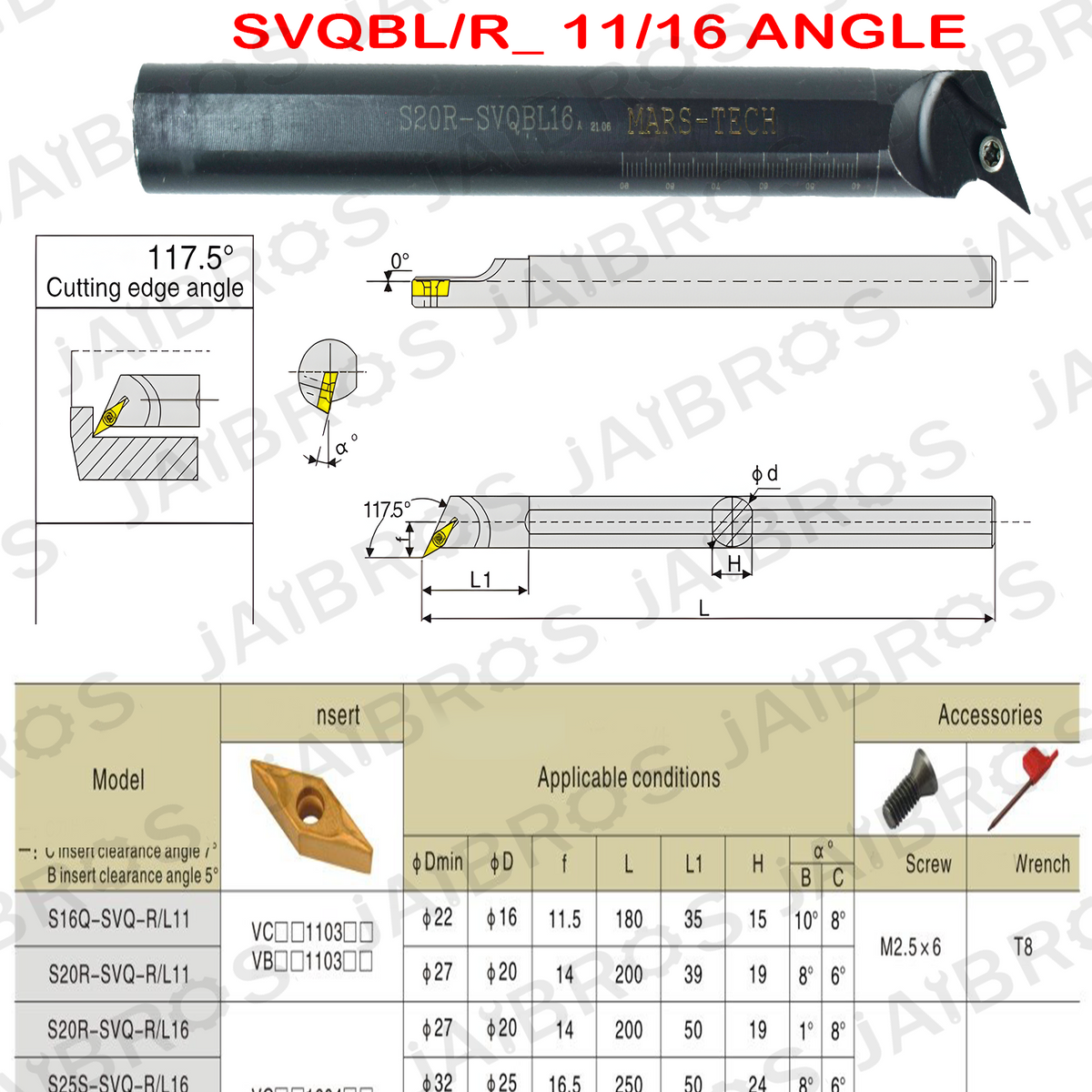 Durable VBMT Boring Bars – Sizes 16, 20, 25 & 32 – Jaibros